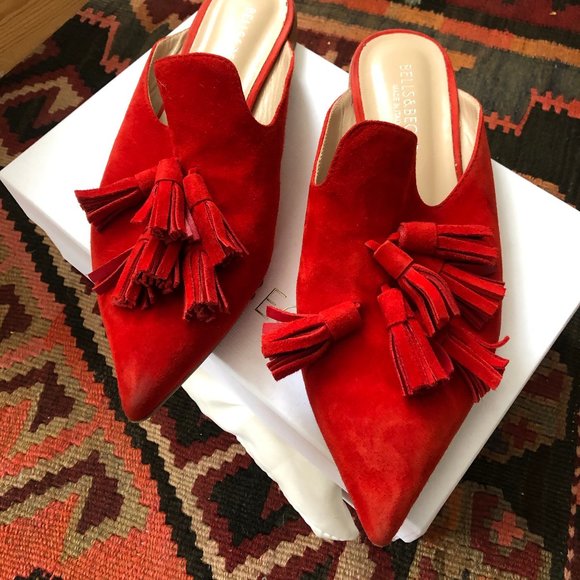 Bells and Becks | Shoes | Red Suede Mules | Poshmark